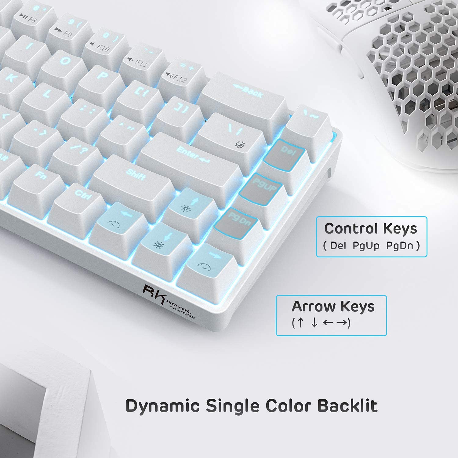 RK ROYAL KLUDGE RK68 Wireless Hot Swappable 65% Mechanical Keyboard, 68 Keys Compact BT5.0 Gaming Keyboard with Stand-Alone Arrow/Control Keys, Tactile Brown Switch