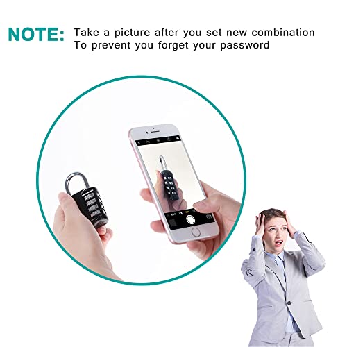 ZHEGE Gym Lock, 4 Digit Combination Lock for Locker, Fence, School, Toolbox, Hasp Storage (Black)