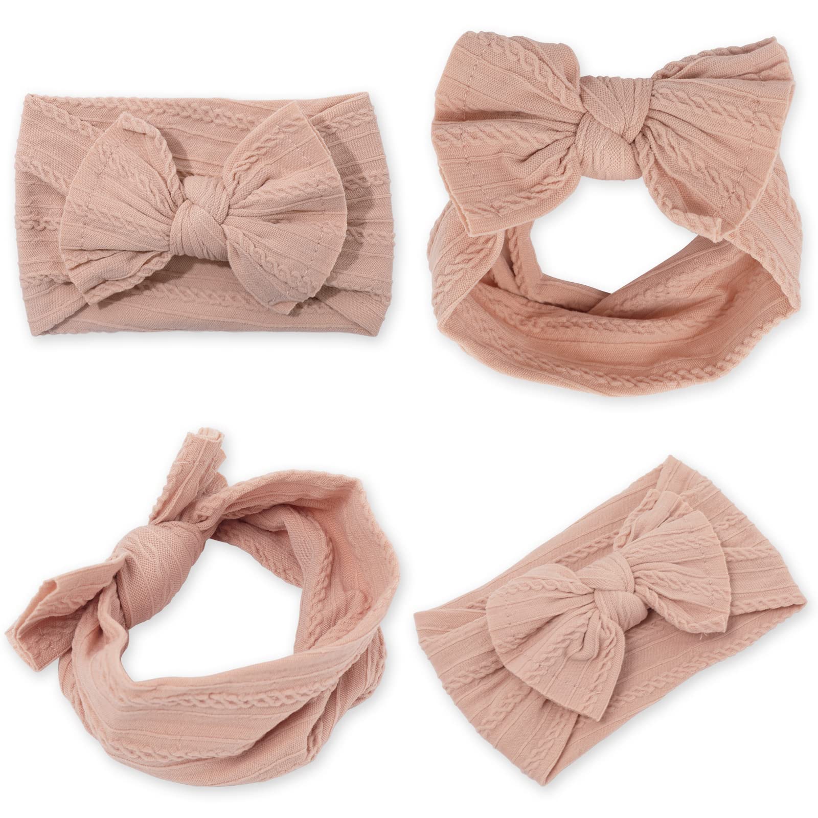 Whaline Baby Girls Boho Floral Elastic Nylon Headbands - Soft Stretchy Head Wraps with Hair Bows for Infant, Toddler, 6Pcs