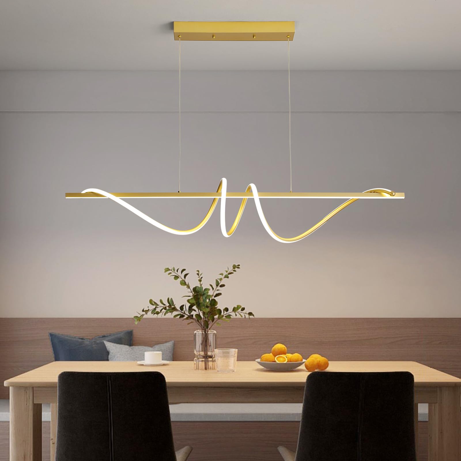 Modern Chandelier, Dimmable LED Pendant Light, Ring Chandelier for Living Room, Dining Room, Kitchen, Bedroom 39IN