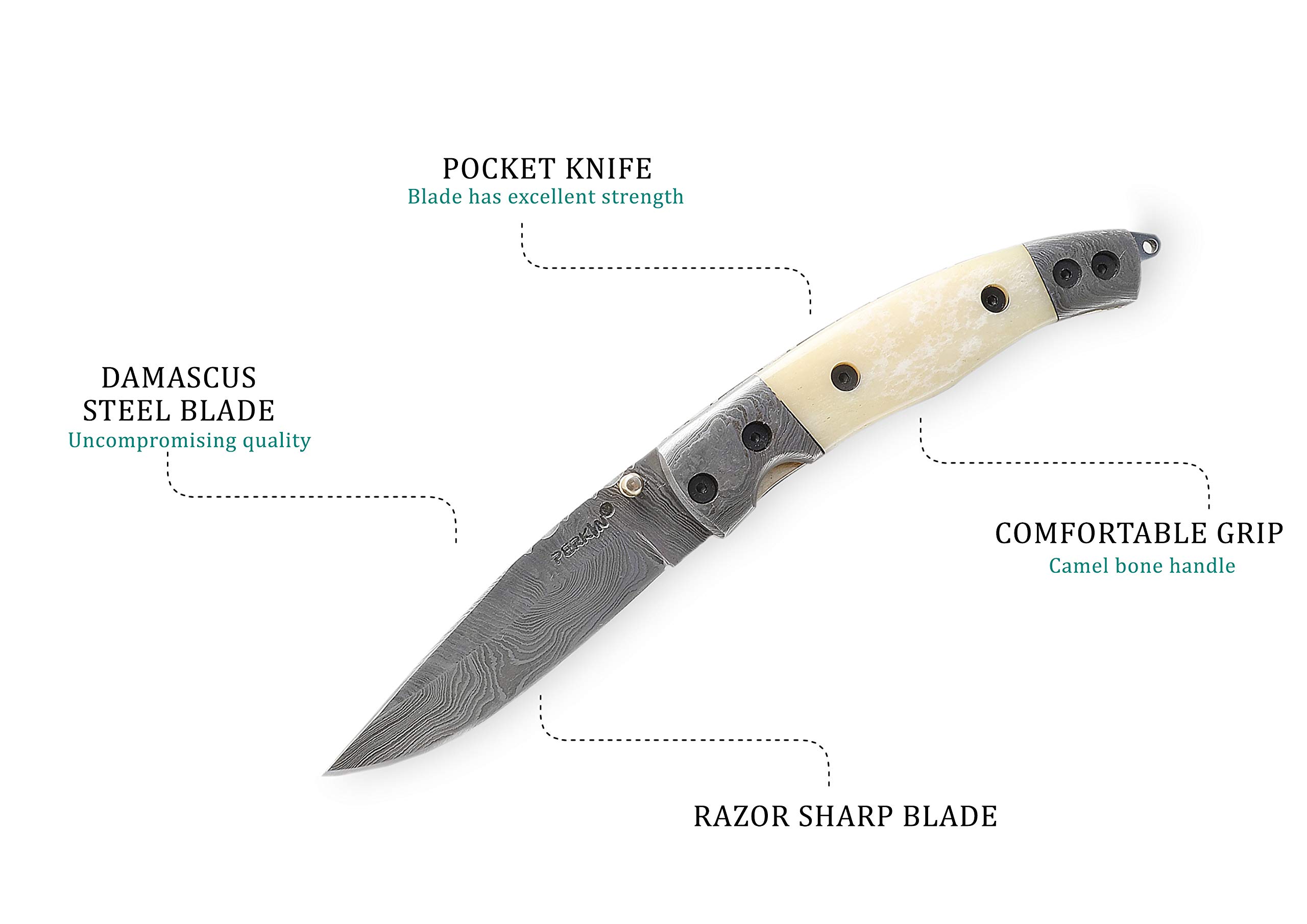 Perkin Knives - Handmade Damascus Folding Knife - Work of Art