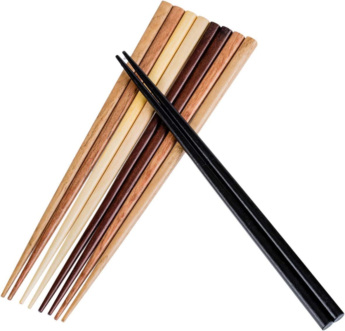 W Home 5- Pairs Bamboo Chopsticks Reusable Chinese Korean Japanese Chopsticks Natural Wood Chop Stick (Chopsticks5set)