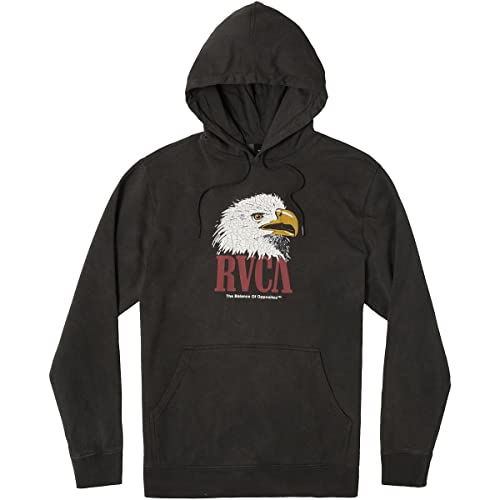 RVCA Mens Regular Fit Hoodie - Bird Of Prey (Black, XX-Large)