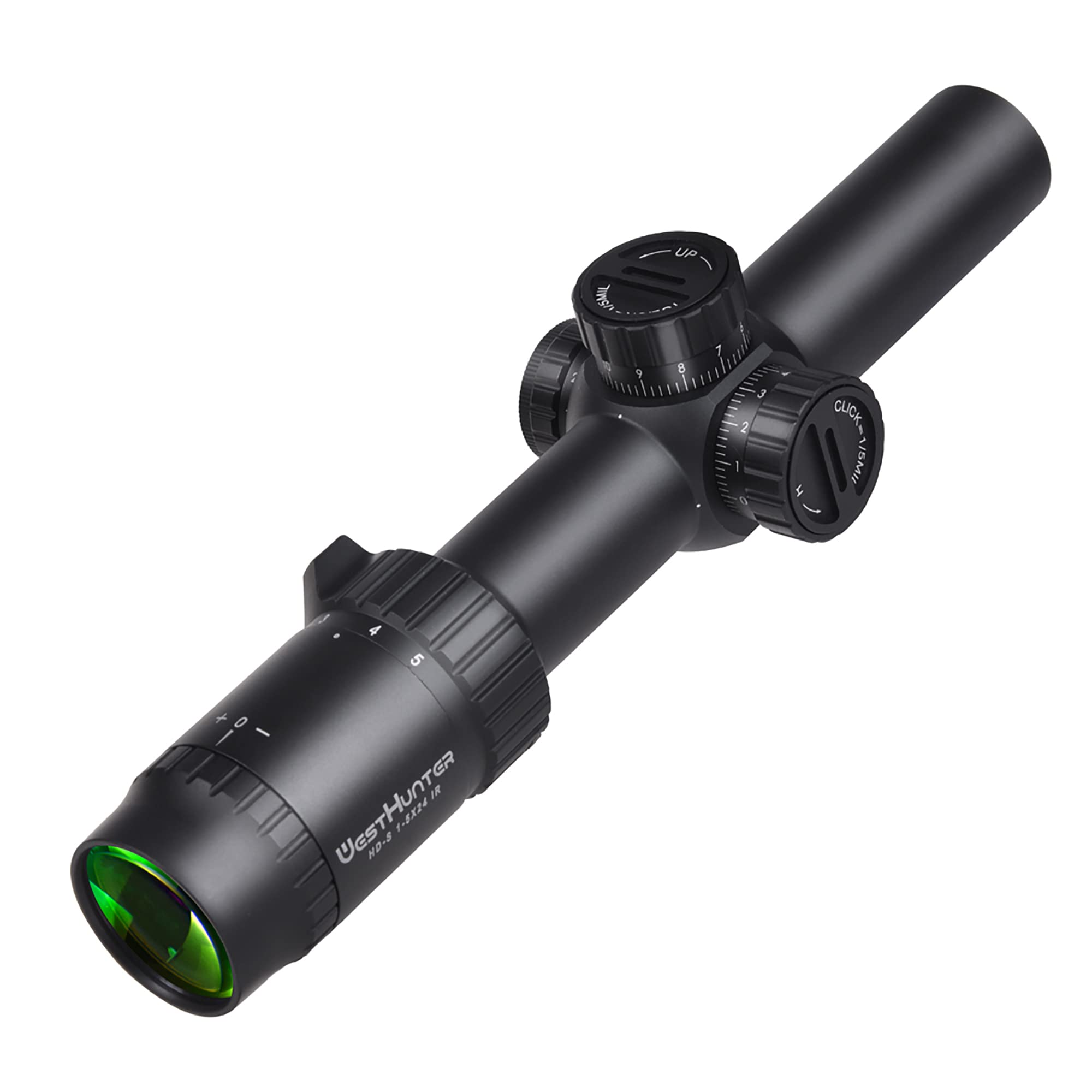 WestHunter Optics HD-S 1-5x24 IR Compact Riflescope, Red Green Illuminated Crosshair Reticle Second Focal Plane 30mm Tube Tactical Precision Shooting Scope | Picatinny Shooting Kit A