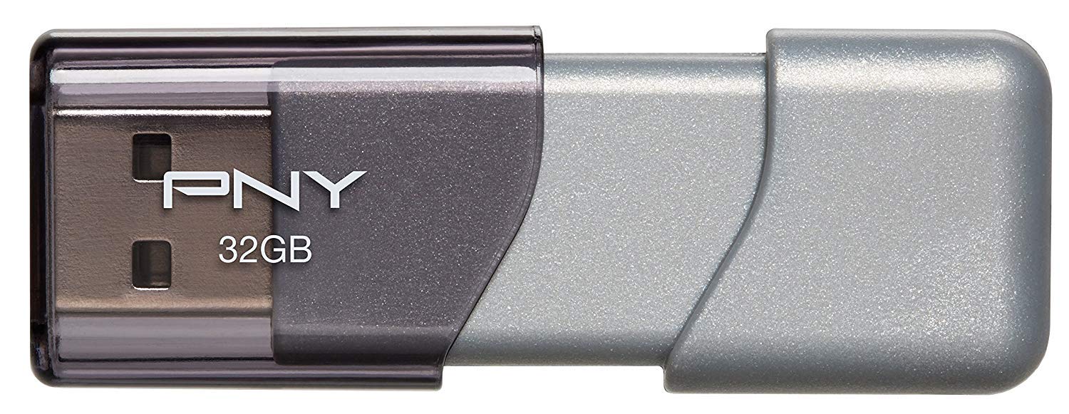 PNY USB 3.0 Flash Drive Elite Turbo Attache 3 Two Pack Bundle with (1) Everything But Stromboli Lanyard (32GB 2 Pack, Gray)
