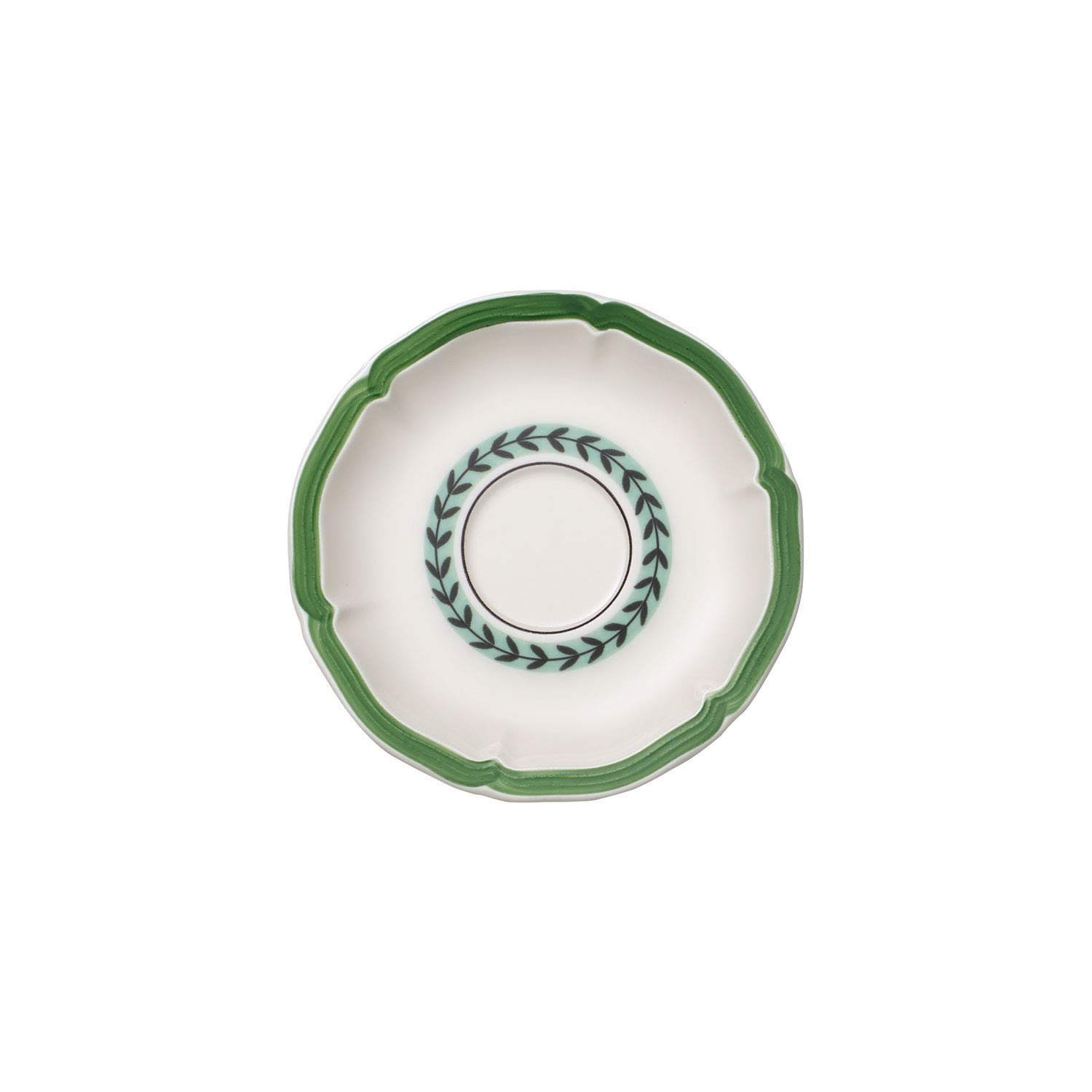 Villeroy & Boch French Garden Green Line Breakfast/Cream Soup Cup Saucer, 6.5 in, Premium Porcelain, White/Green