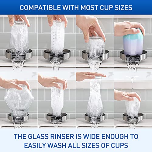 WOJIUBUXIN Glass Rinser for Kitchen Sink Brushed Nickel Cup Cleaner for Bar Sink Baby Bottle Washer Stainless Steel Kitchen Sink Accessories