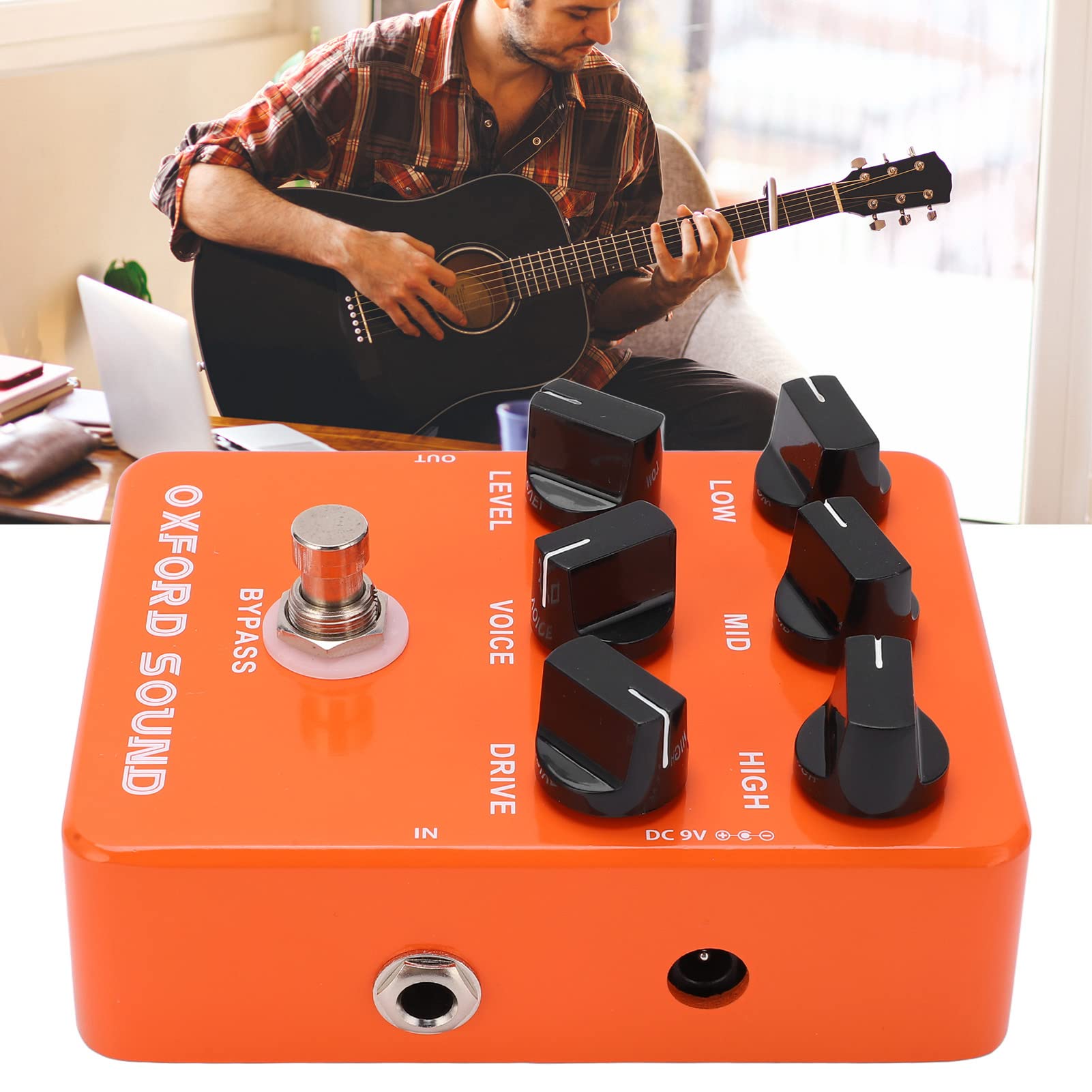 Vifemify Amplifier Simulator Pedals Orange Metallic British Rock Pedals with 6 Knobs for Electric Guitars Portable