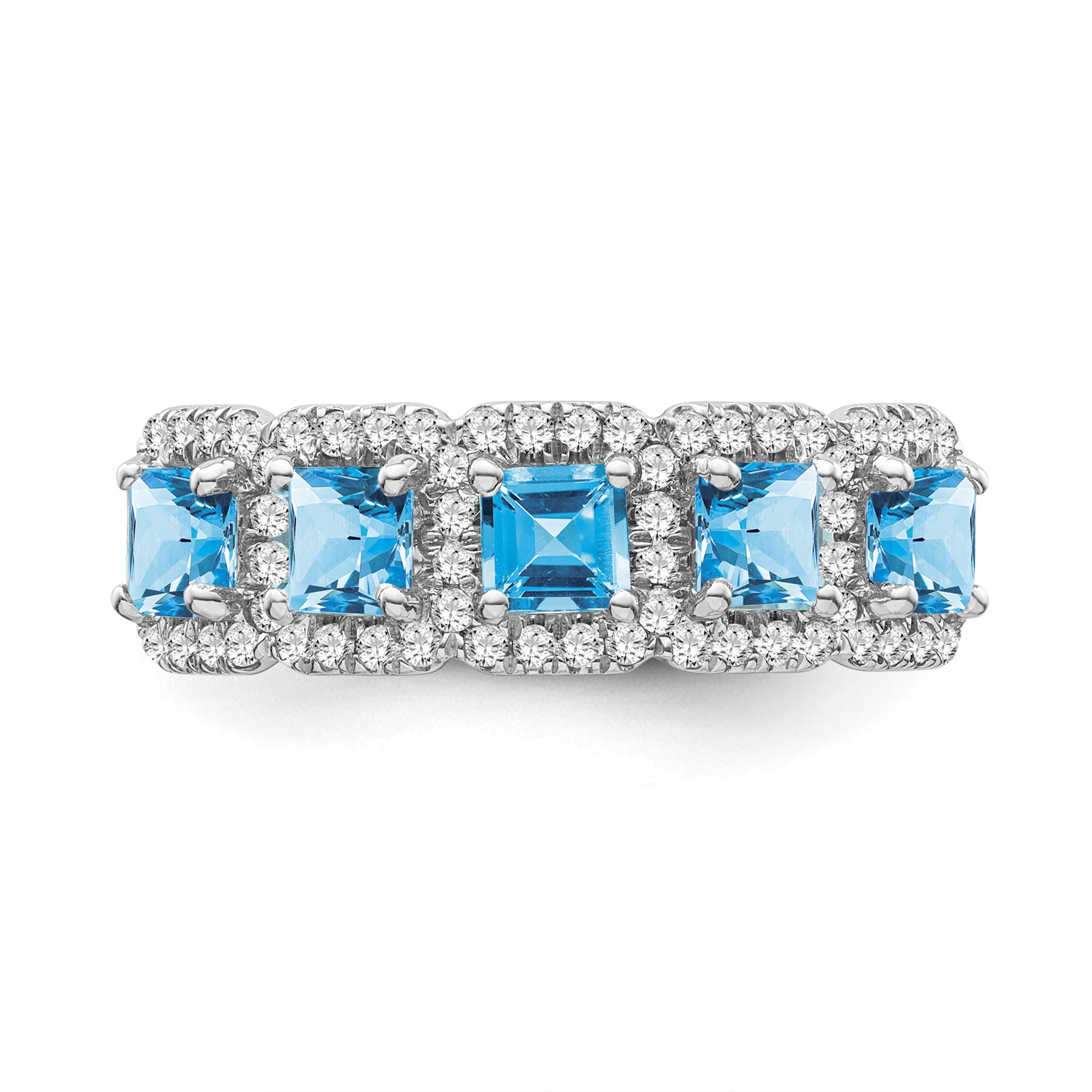Sterling Silver Diamond and Blue Topaz Ring (1/3 cttw, I-J Color, I2-I3 Clarity), Size 7