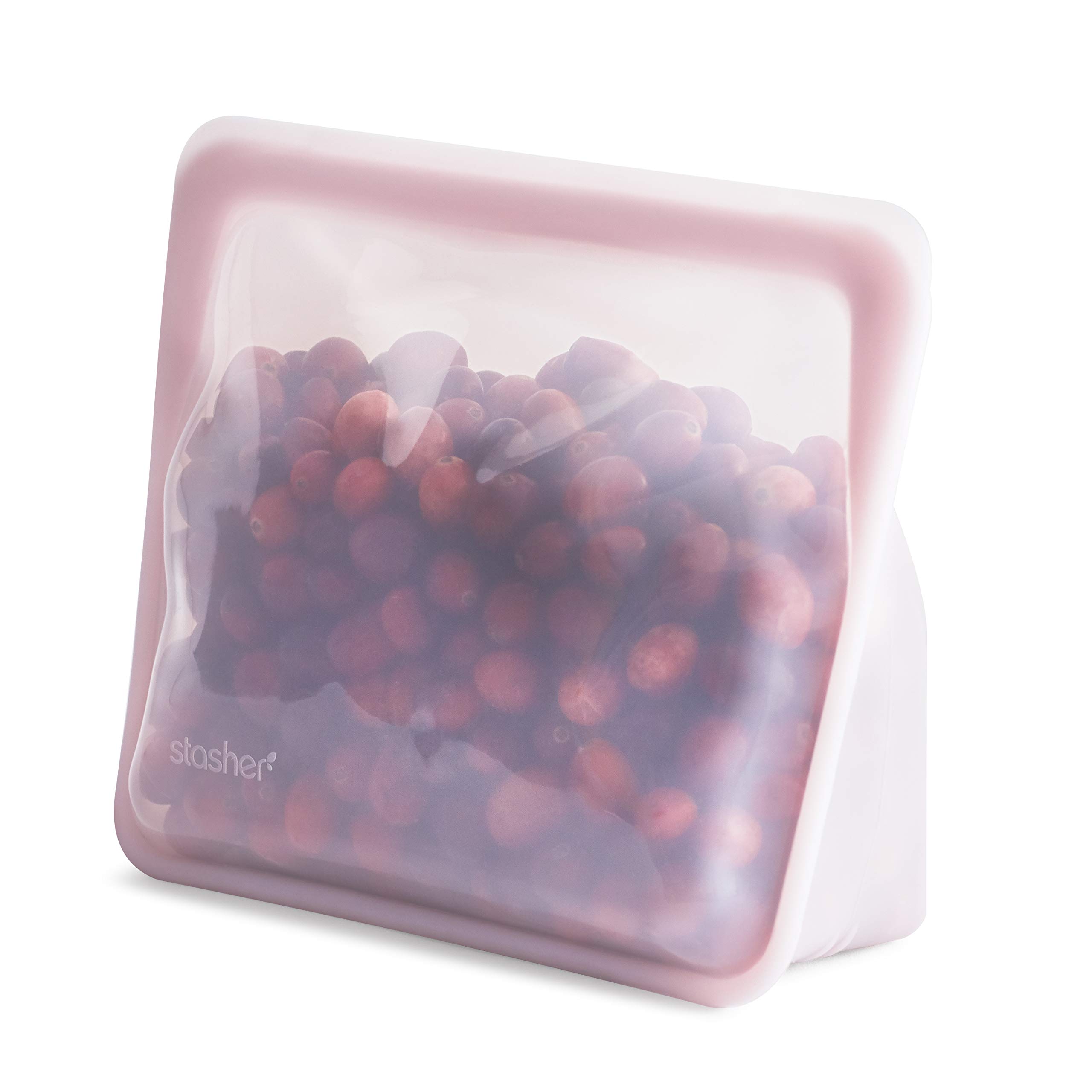 Stasher Platinum Silicone Food Grade Reusable Storage Bag, Rose Quartz (Stand-Up Mid) | Reduce Single-Use Plastic | Cook, Store, Sous Vide, or Freeze | Leakproof, Dishwasher-Safe, Eco-friendly | 56 Oz