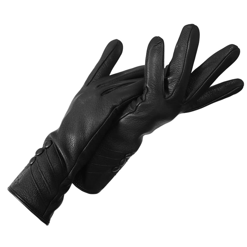 WALNUTA Winter Spring Woman Gloves Ladies Glove 70% Wool Knit Lining Women's Mittens (Color : A, Size : 9)