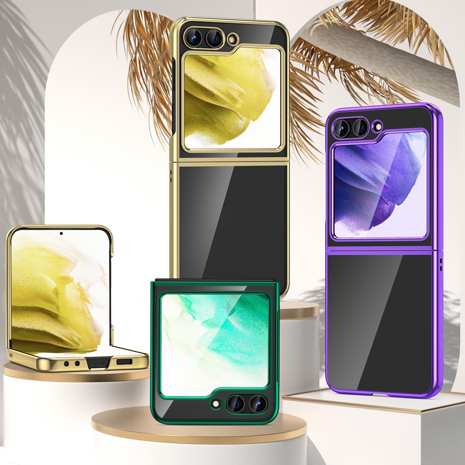 MILPROX Compatible for Galaxy Z Flip 5 Case (2023), Slim Hard Cover Luxury Electroplated Edge, Ultra Thin Shockproof Bumper Folding Gel Shell Protector for Samsung Galaxy Z Flip 5 Case-Purple