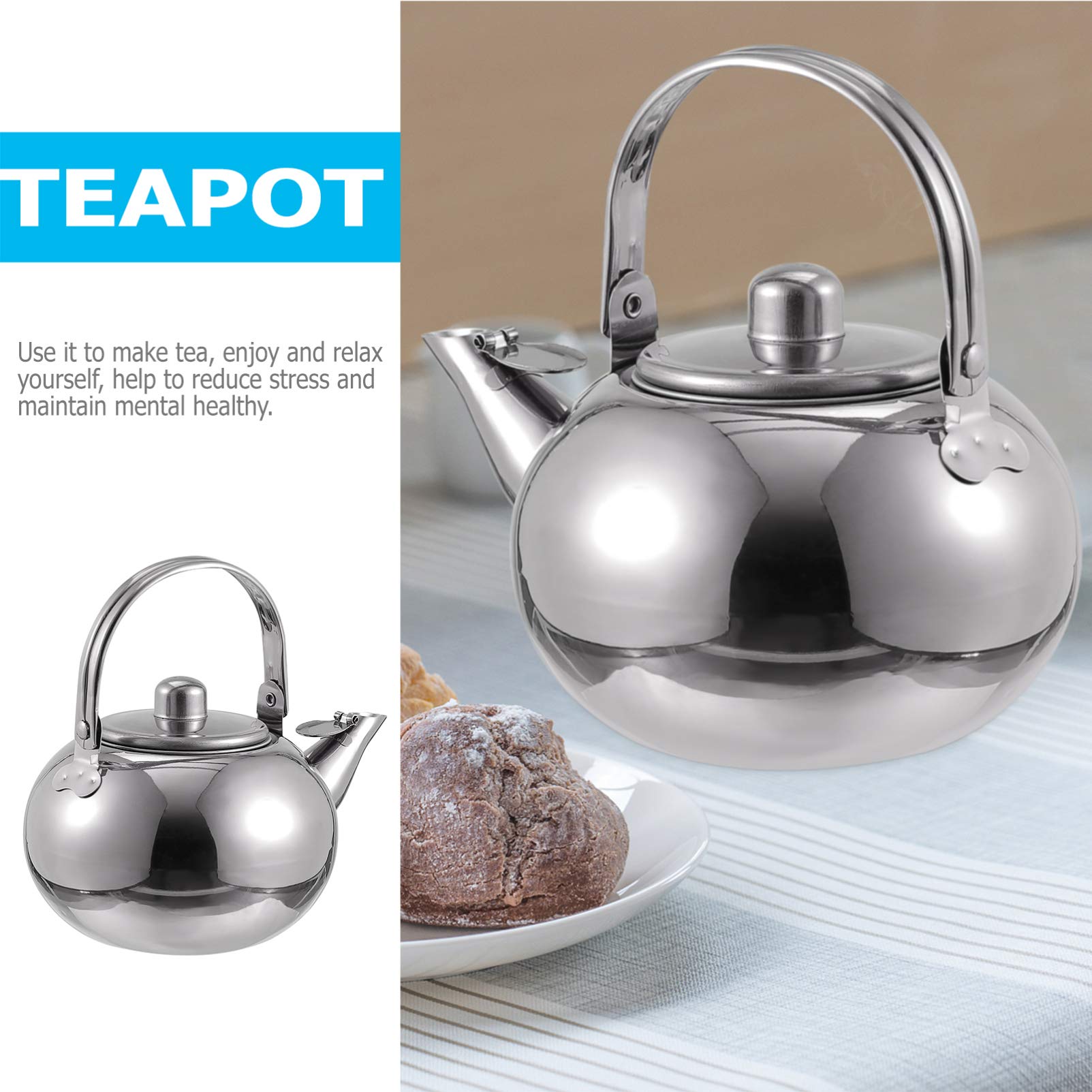 OSALADI Stainless Steel Tea Kettle with Filter Stovetop Tea Pot 1L Boiling Teapot Coffee Tea Kettle Heating Water Container Water Boiling Kettle Hot Water Kettle for Outdoor Camping Gas Stovetop