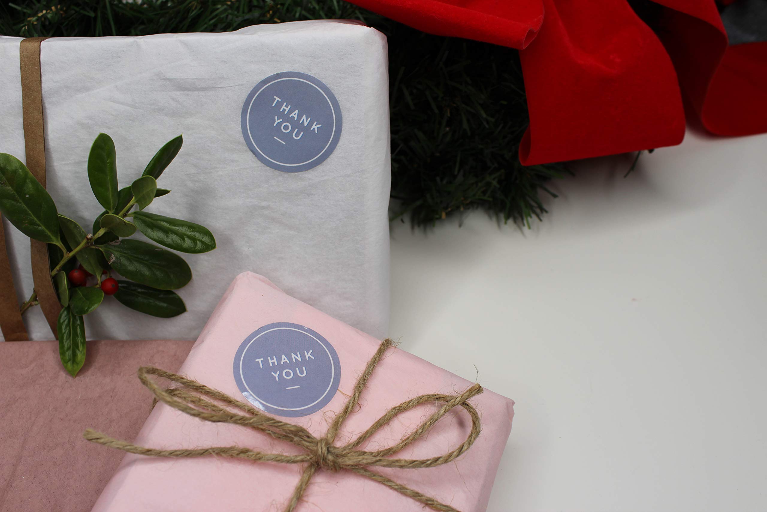 PAPERLILY Thank You Stickers - 1.5" | 500 Grey/Gray Labels Per Roll