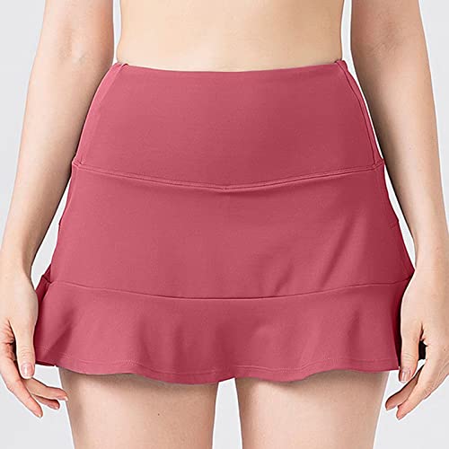 Women Custom Soild Custom High Waisted Leggings Running Pilates Workout Soft Yoga Shorts Women Ruched Ruffle (Red-a, S)