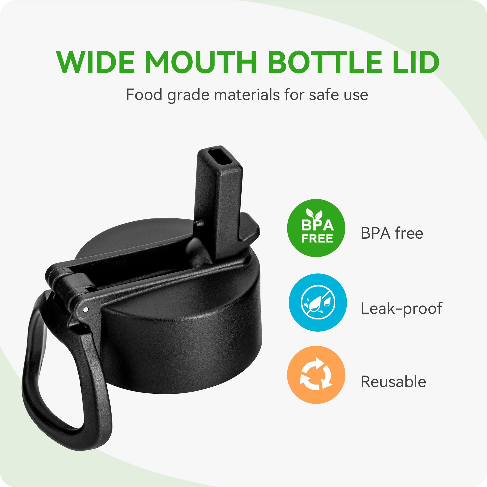 Prurex Spout Lid for Wide Mouth Hydro Flask Water Bottles Replacement Lid for 12,16,18,22,32,40,64oz Sports Water Bottles