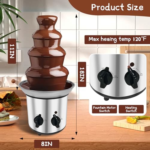 Stainless Steel Electric Chocolate Fondue Fountain Machine 4-Pound Capacity (4 Tier)