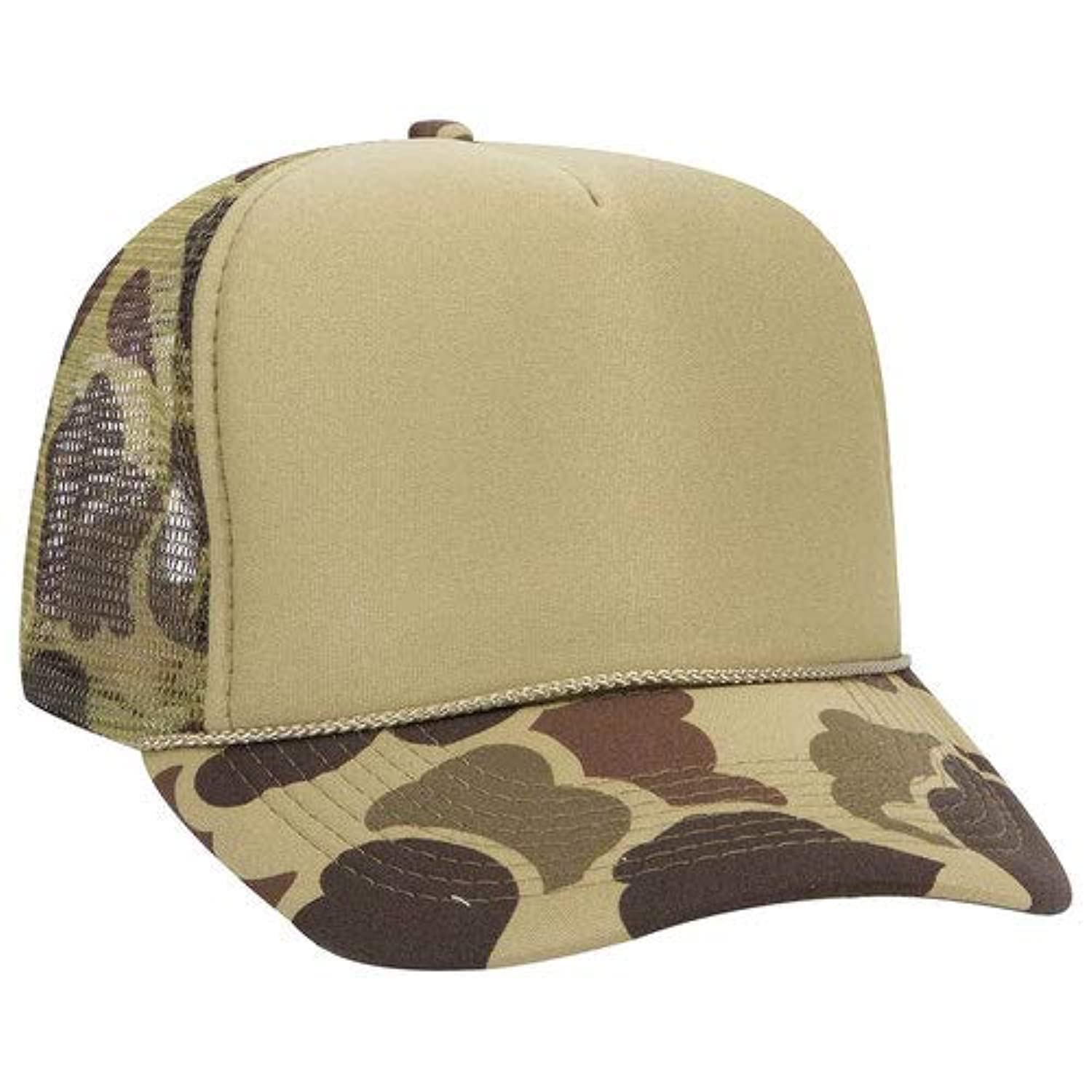 Product of Ottocap Camouflage Polyester Foam Front Five Panel High Crown Mesh Back Trucker Hat -Grn/Lt.Lonb/Grn