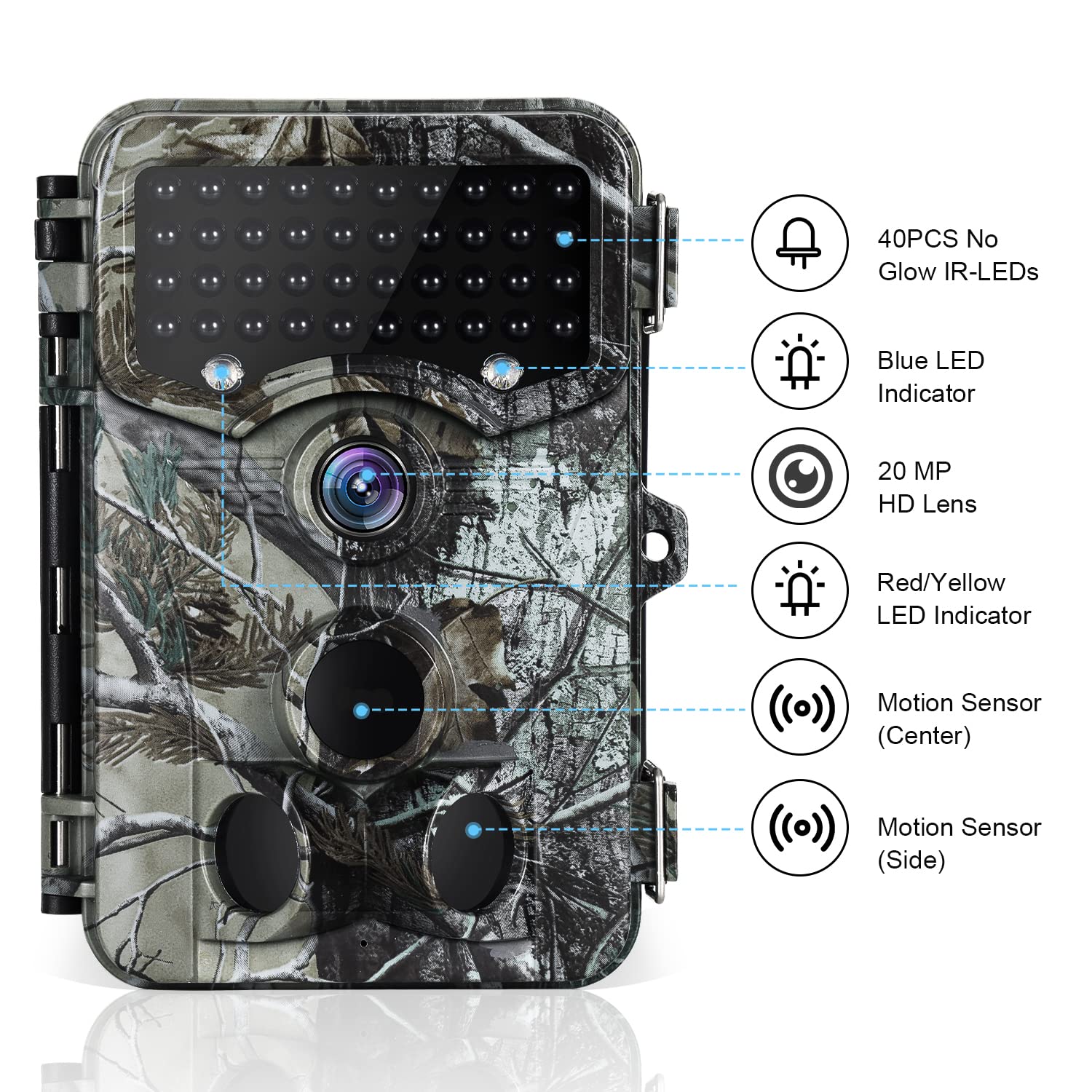 Vikeri Trail Camera, Game Camera 1520P with 0.1s Trigger Speed Trail Cam with 80ft Motion Activated Detection, 65ft Night Vision, Waterproof, Hunting Cameras for Outdoor Wildlife Monitoring