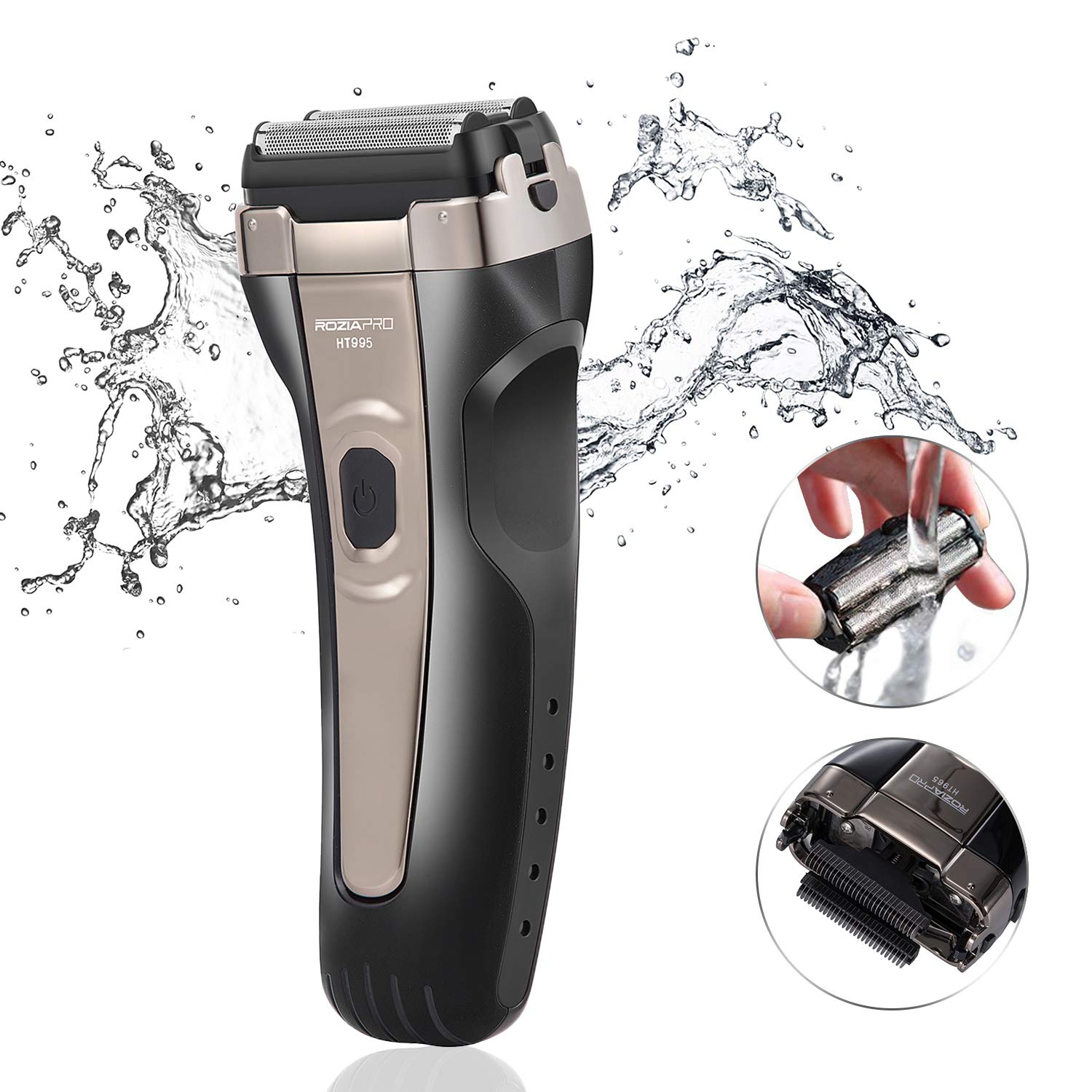 Roziahome Electric Razor for Men Professional Foil Shaver Rechargeable Beard Trimmer Waterproof Electric Shaver with Pop-up Trimmer One-Key Lock