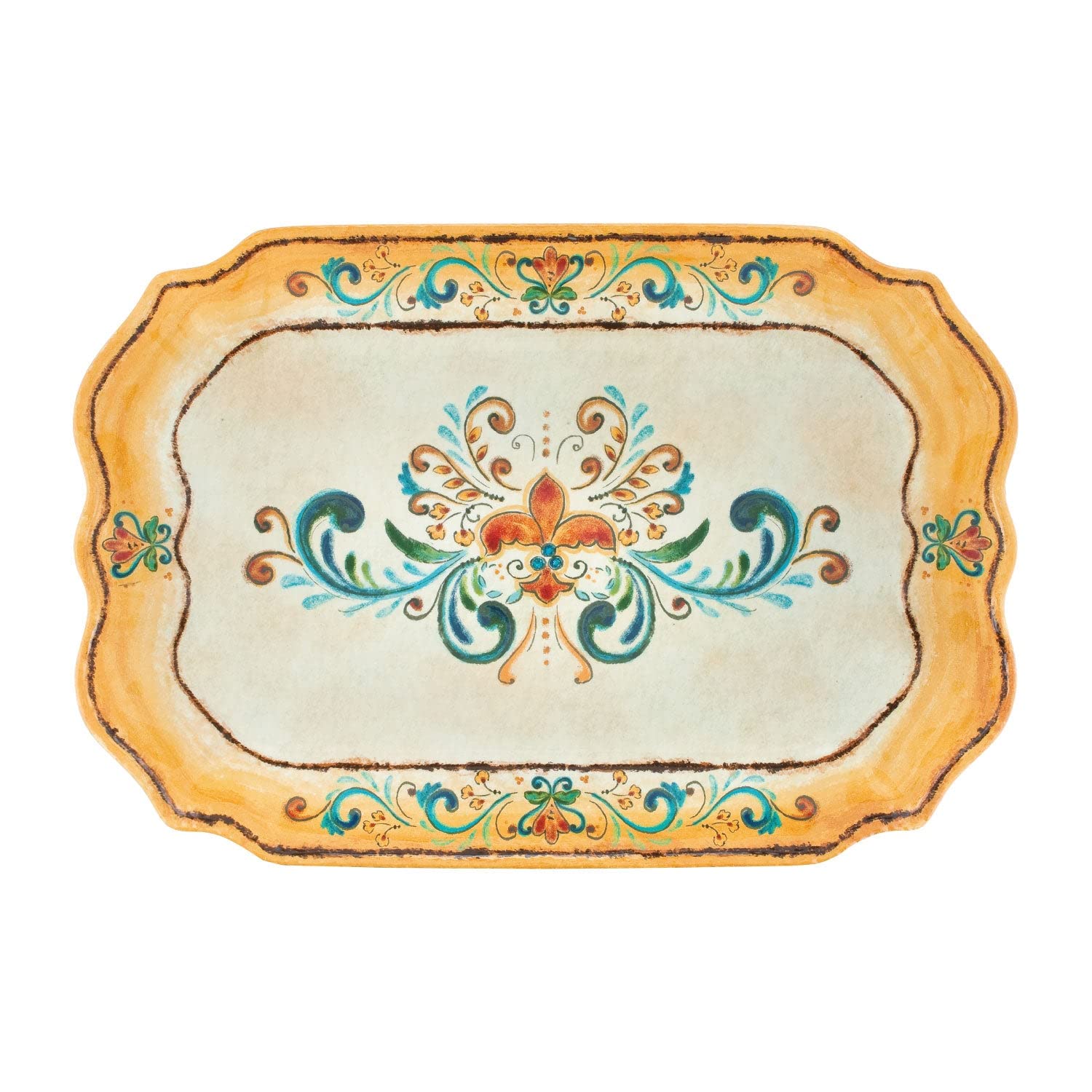 Supreme Housewares 20 Inch Melamine Serving Tray Serving Platter Rectangular Tray BPA-Free Large Tray for Charcuterie, Food, Fruit, Snack, and Dessert (Tuscany)