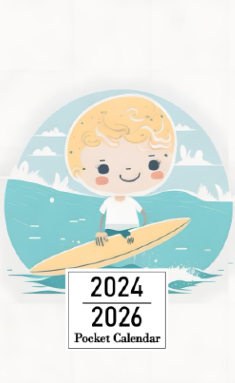 Pocket Calendar 2024-2026: Two-Year Monthly Planner for Purse , 36 Months from January 2024 to December 2026 | Surf beach vector | Little minimal cute