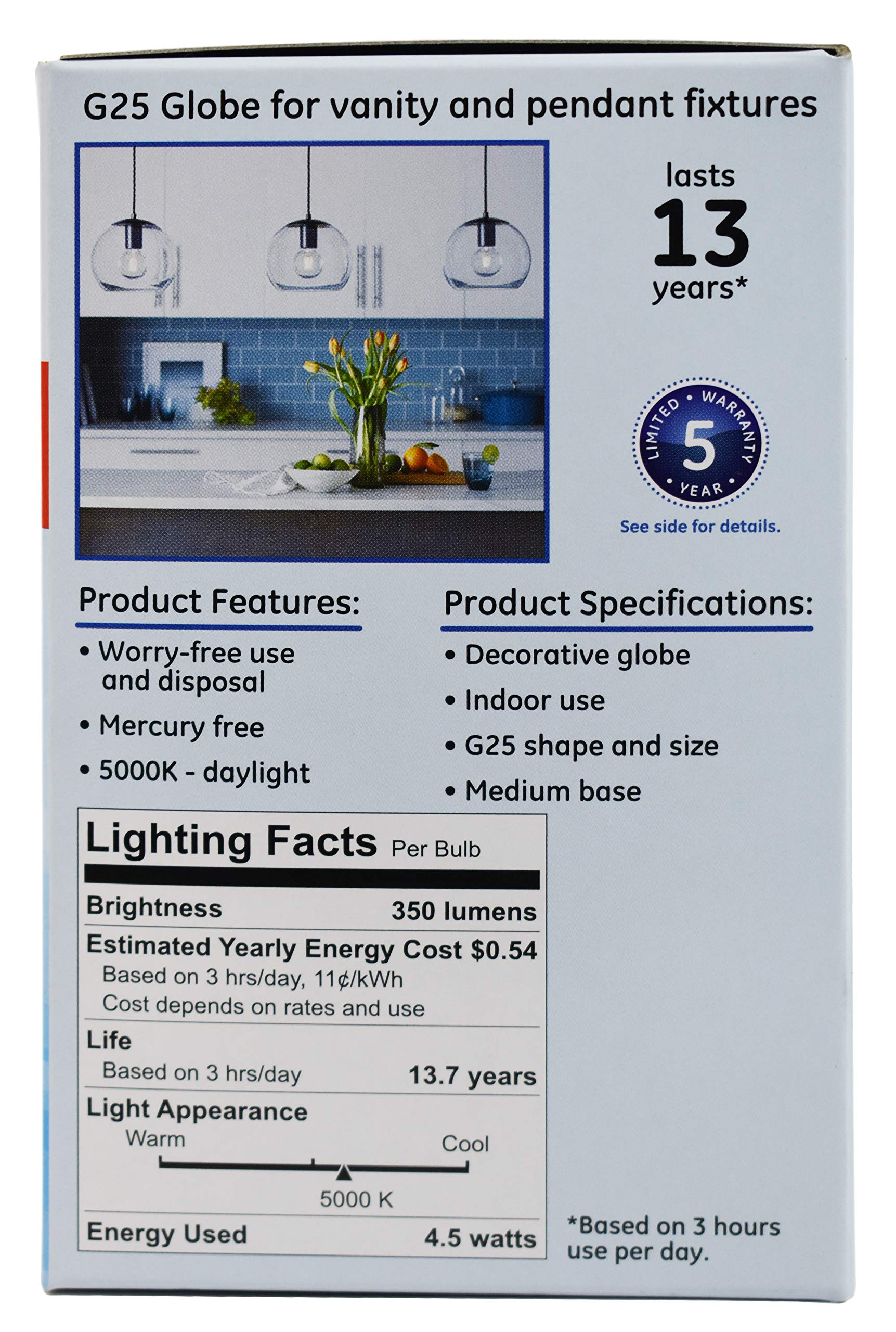 Pack of 3 LED Bulbs - Dimmable - Cool Energizing Light -as Bright as 40w Bulbs