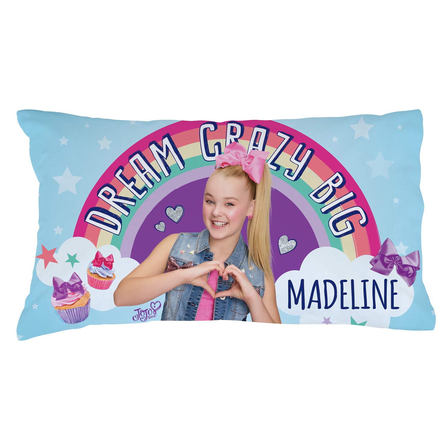 Personalized JoJo Siwa Pillowcase, Dream Crazy Big on Multicolor Cover, Official Licensed Product, 20x31, STD/Queen