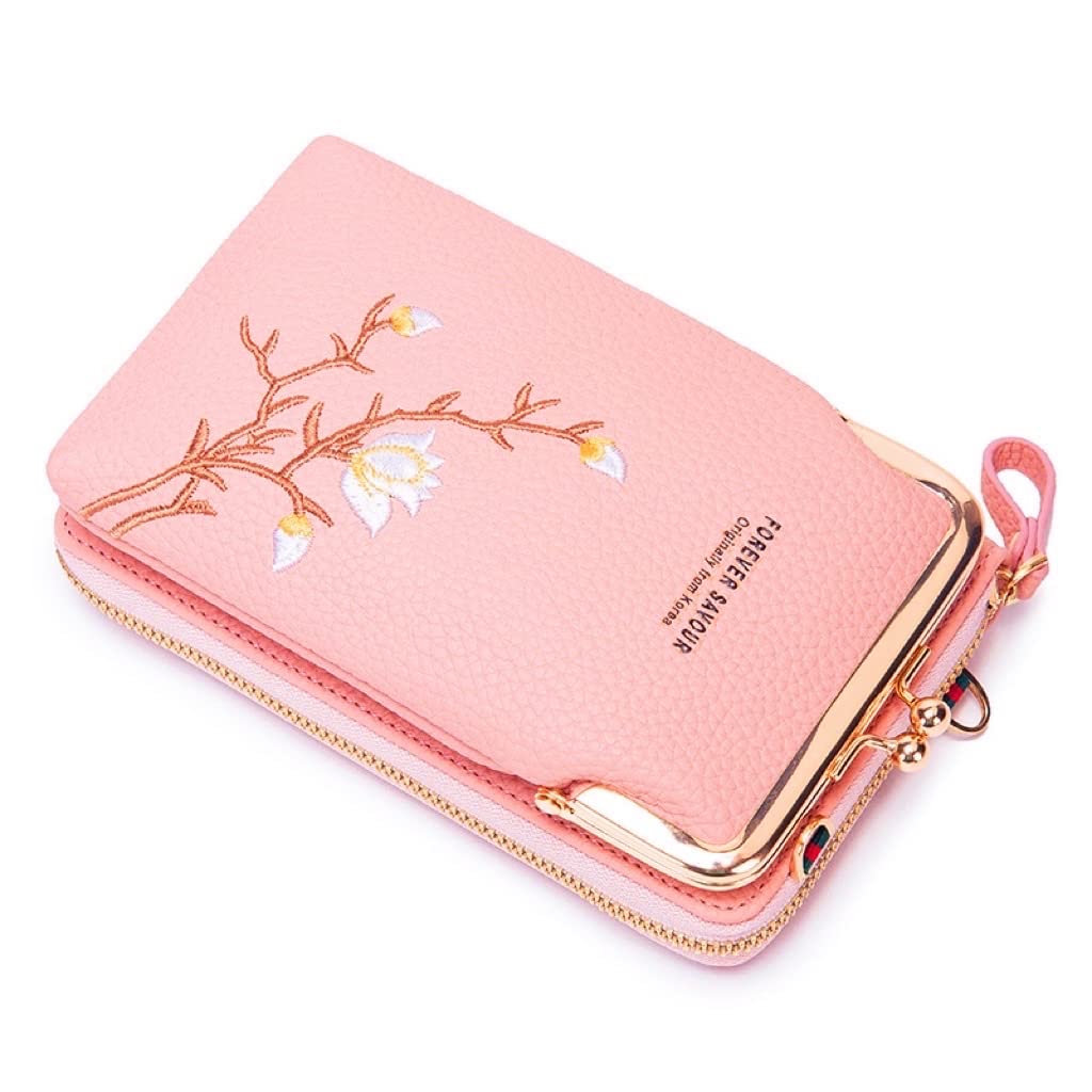 ZEshops Womens Pink Purse Mini Phone Crossbody Cell Phone Bag Leather Wallet Shoulder Pouch (Pink)