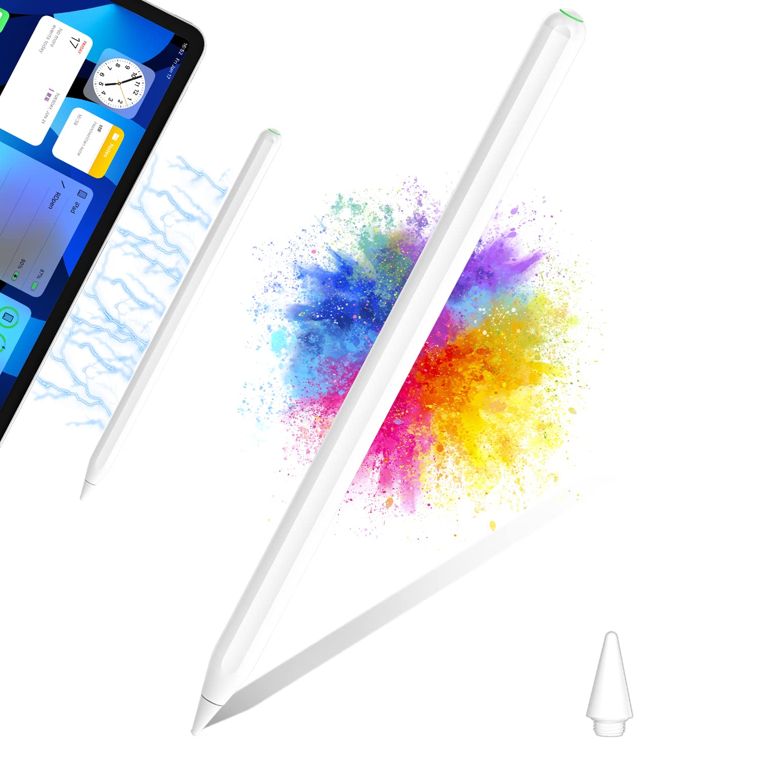 Wireless Charging Stylus Pen for iPad, Magnetic iPad Pencil 2nd Generation with Palm Rejection Design Compatible with Apple iPad Pro 11 & 12.9 inches, iPad Air 4th/5th Gen,iPad Mini 6th Gen