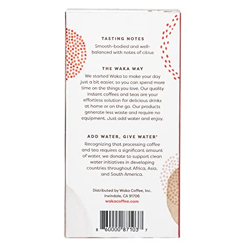 Waka Quality Instant Coffee β Decaffeinated Medium Roast β Arabica Beans & Freeze Dried β 8 Packets for Hot or Iced Premium Instant Coffee