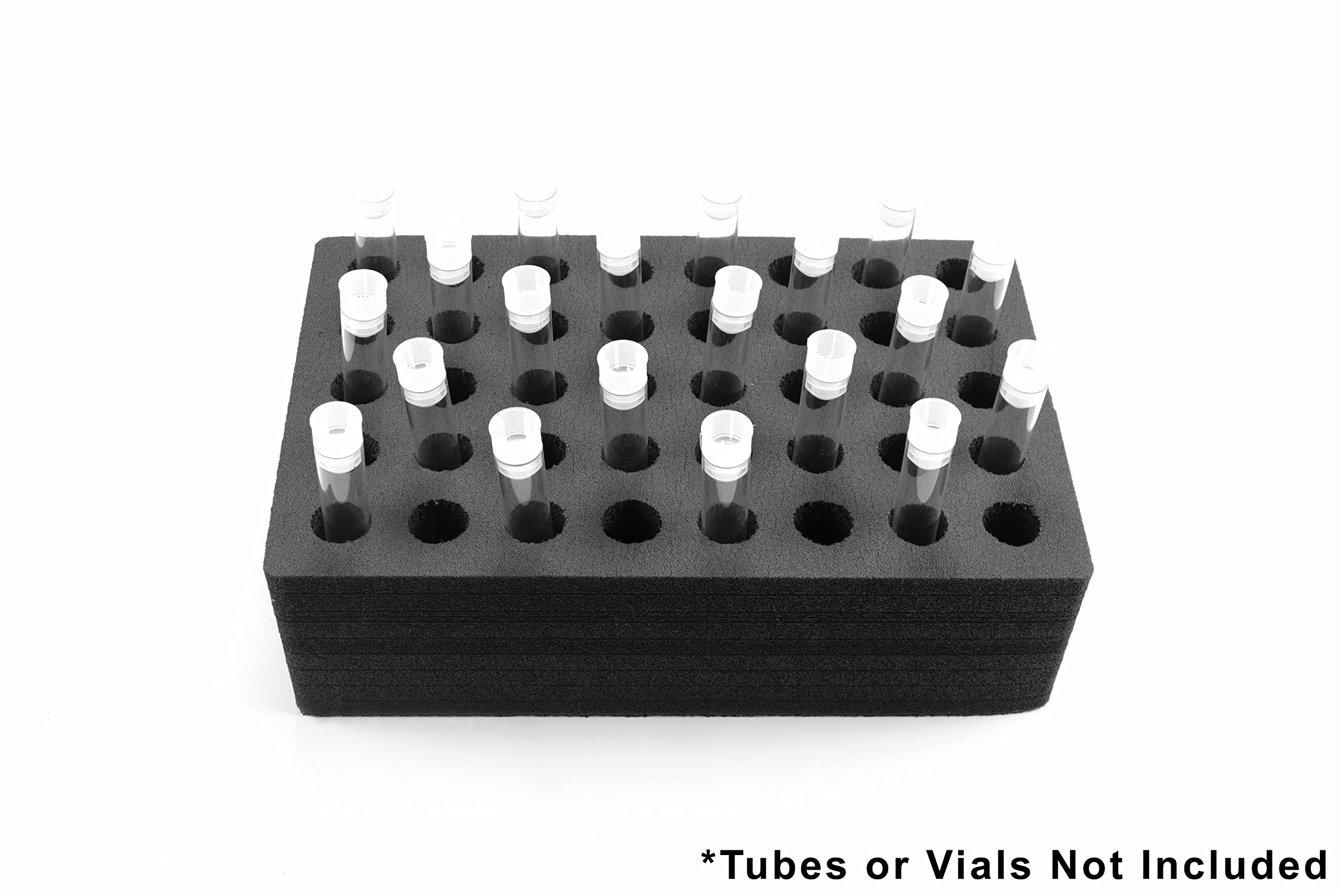 Polar Whale Test Tube Rack Durable Black Foam Storage Holder Organizer Stand Transport Holds 40 Tubes Fits up to 20mm Diameter