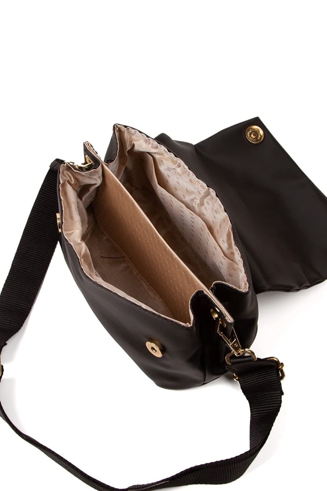 Women Fabric Nylon Crossbody Bag Ladies Travel Handbag (Black)