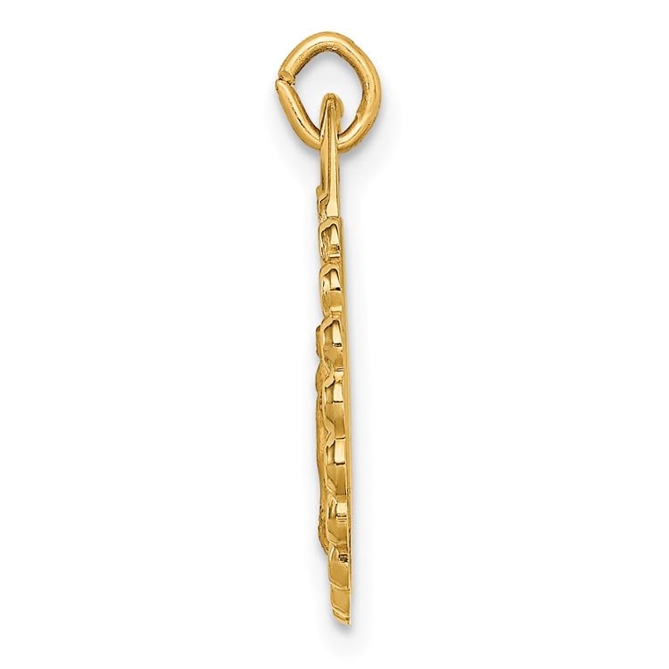 Ryan Jonathan Fine Jewelry 14k Yellow Gold Solid Polished/Satin Small Round Shape Scalloped Miraculous Medal Pendant