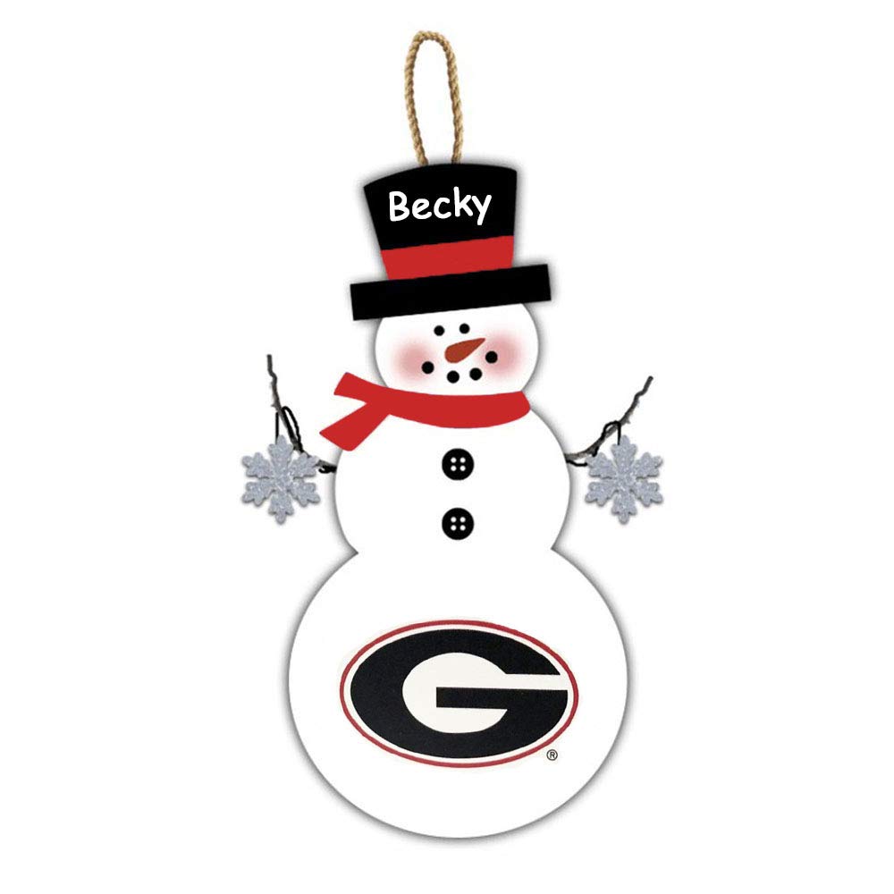 Personalized Officially Licensed Georgia Bulldogs Snowman Door Hanger Christmas Decoration with Custom Name