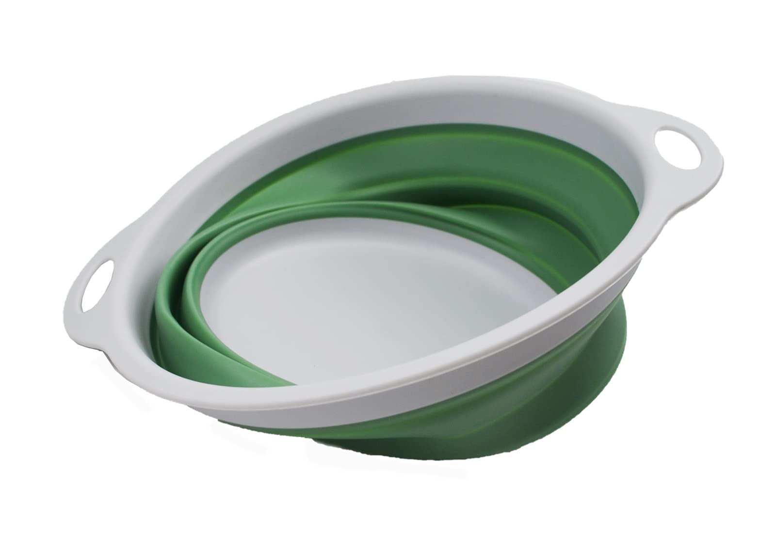 SAMMART 2.6L (0.68 Gallon) Collapsible Tub - Foldable Dish Tub - Portable Washing Basin - Space Saving Plastic Washtub (Grey/Dark Sea Green (Set of 2))