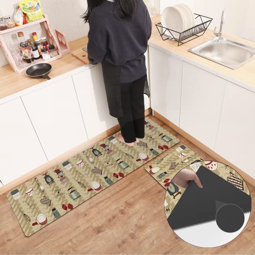 Super Absorbent Kitchen Mats for Floor Ultra Thin for Summer Using Set of 2, Rubber Backing Carpet Rugs Mat Cushioned, Quick Dry Floor Mats, Machine Washable Laundry Room Rugā¦