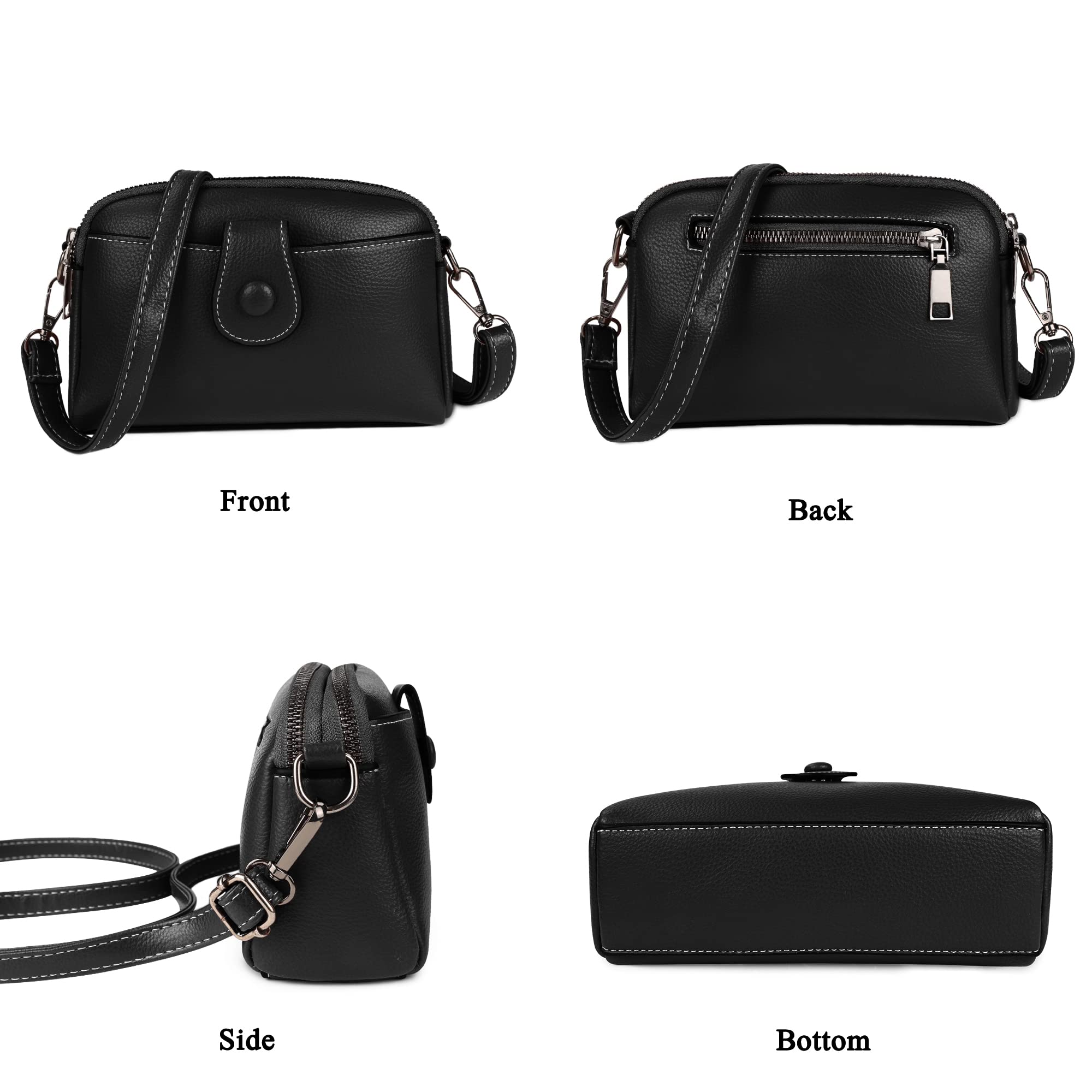 Youjaree Small Crossbody Bag for Women Trendy Faux Leather Shoulder Purse Handbag with Adjustable Strap (Black)