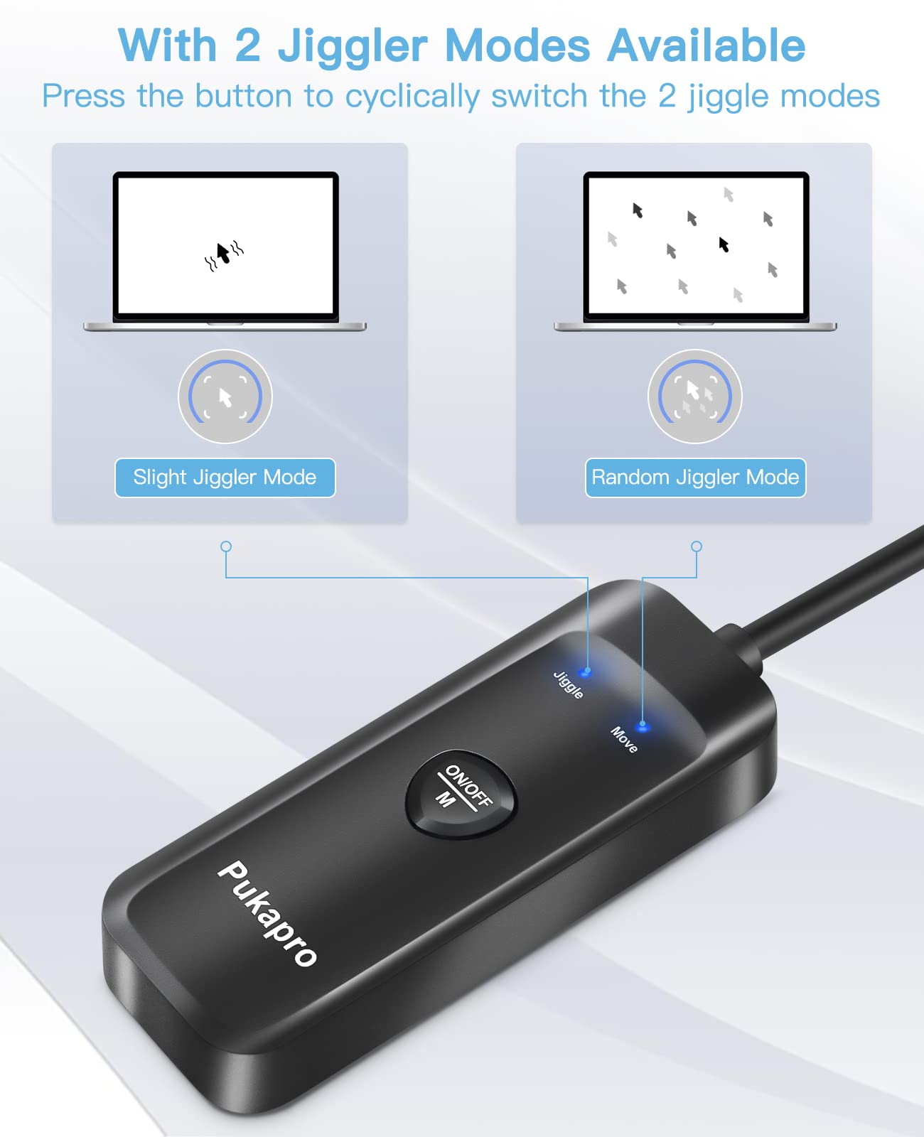 Pukapro Mouse Jiggler Undetectable Mouse Mover Wiggler Driver-Free Automatic Mouse Shaker, Undetectable USB Mouse Jiggler with ON/Off Switch, Plug & Play- Black