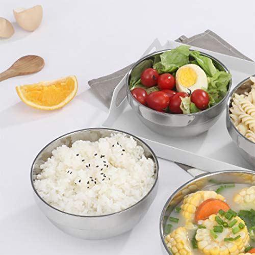 Stainless Steel Bowls 4 Pack & Dish Scrubber Set, Double-walled Insulated Metal Bowls for Cereal, Soup, Ice Cream, Rice, Noodles, Salad, Snacks