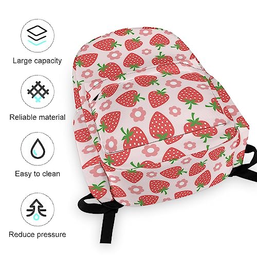 Sdeoh 17 Inch Strawberry Backpack For Women Men Lightweight Laptop Bag Travel Hiking Camping Daypack
