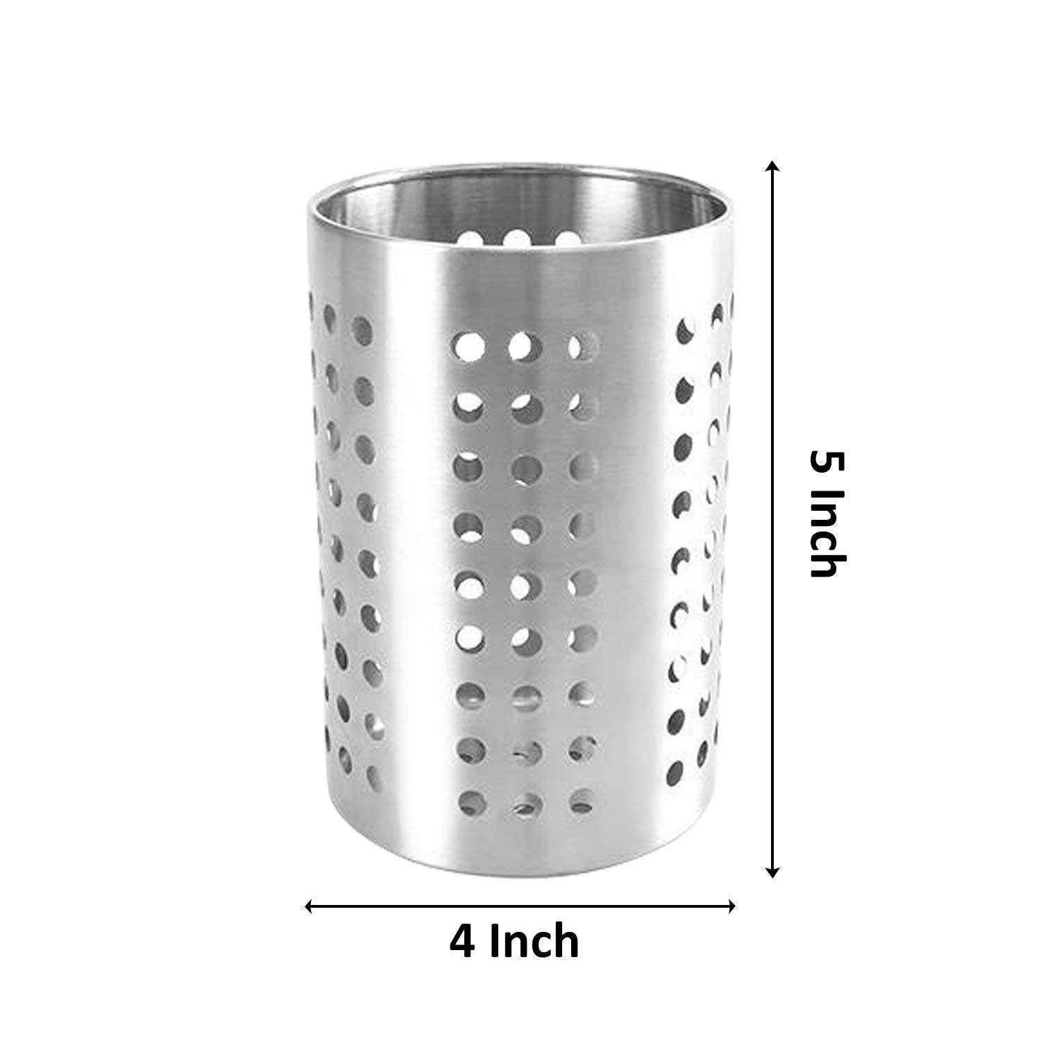 Stainless Steel Dotted Design - Cutlery, Cooking Utensils and Gadgets, Caddy Spoon Holder Silver Color Size 5 Inch