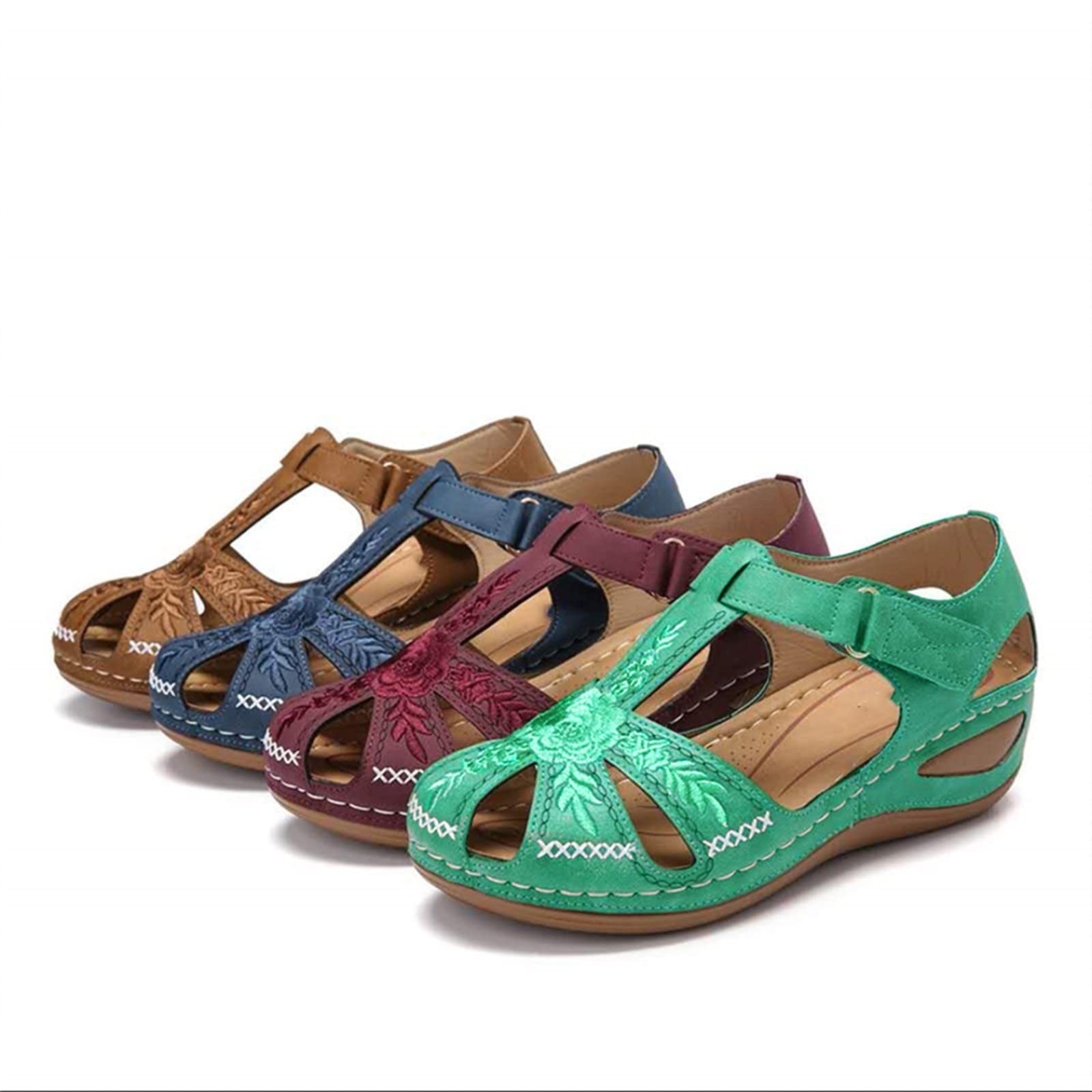 Orthopedic Sandals for Women Close Toe Platform & Wedge Sandals Strappy Shoes Comfy Womens Outdoor Orthopedic Sandals