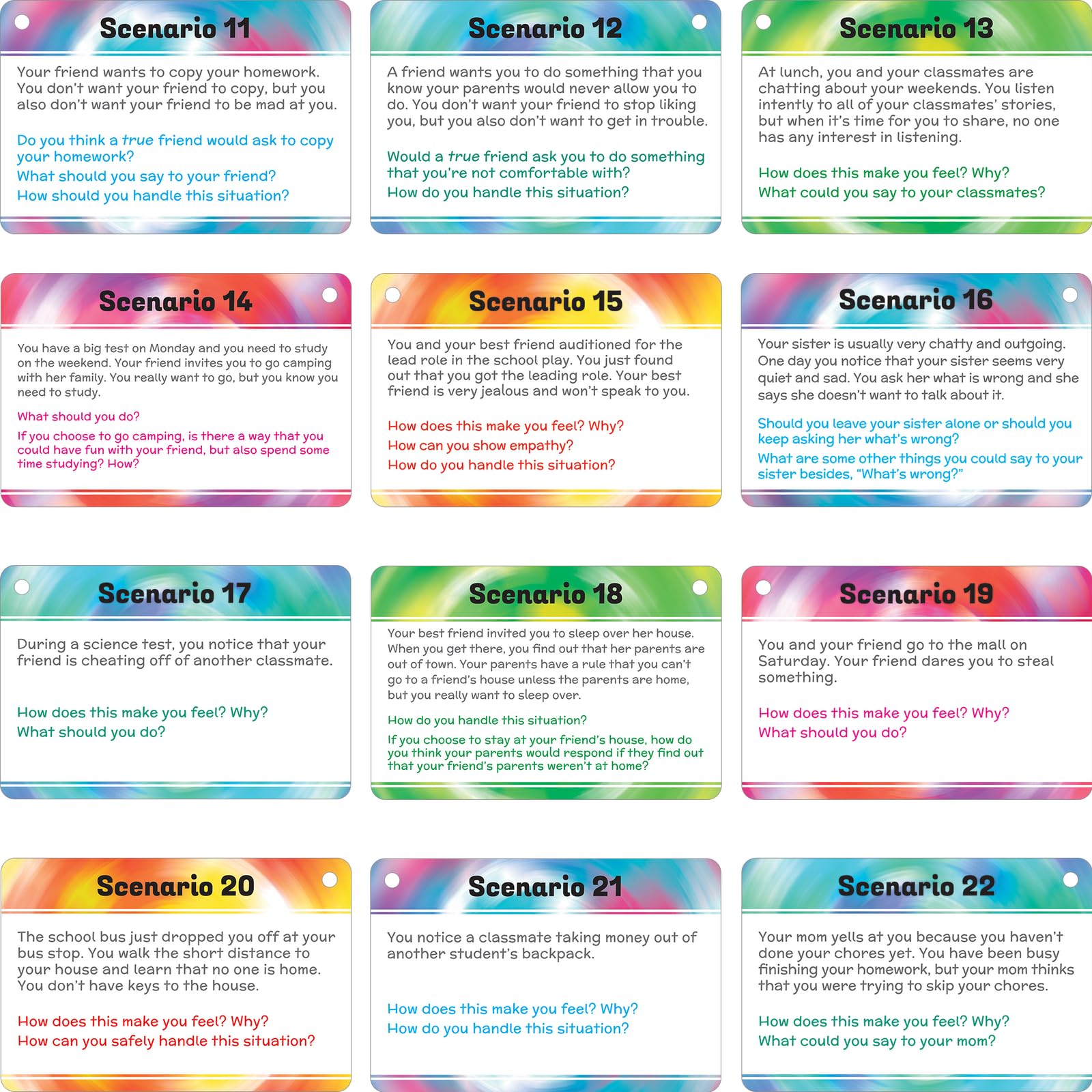 Really Good Stuff Social Skills Discussion Cards - Set of 20 Conversation Cards for Kids - Social Emotional Learning Activities for Understanding Social Rules and Developing Essential Social Skills