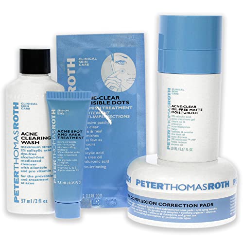 Peter Thomas Roth | Acne-Clear Essentials 5-Piece Kit | Acne Treatment For Face, Acne Skin Care Kit, 5 ct,5 Piece Set(Pack of 1)