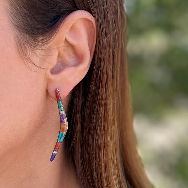 Turquoise Earrings 925 Sterling Silver & Genuine Turquoise (Turquoise)
