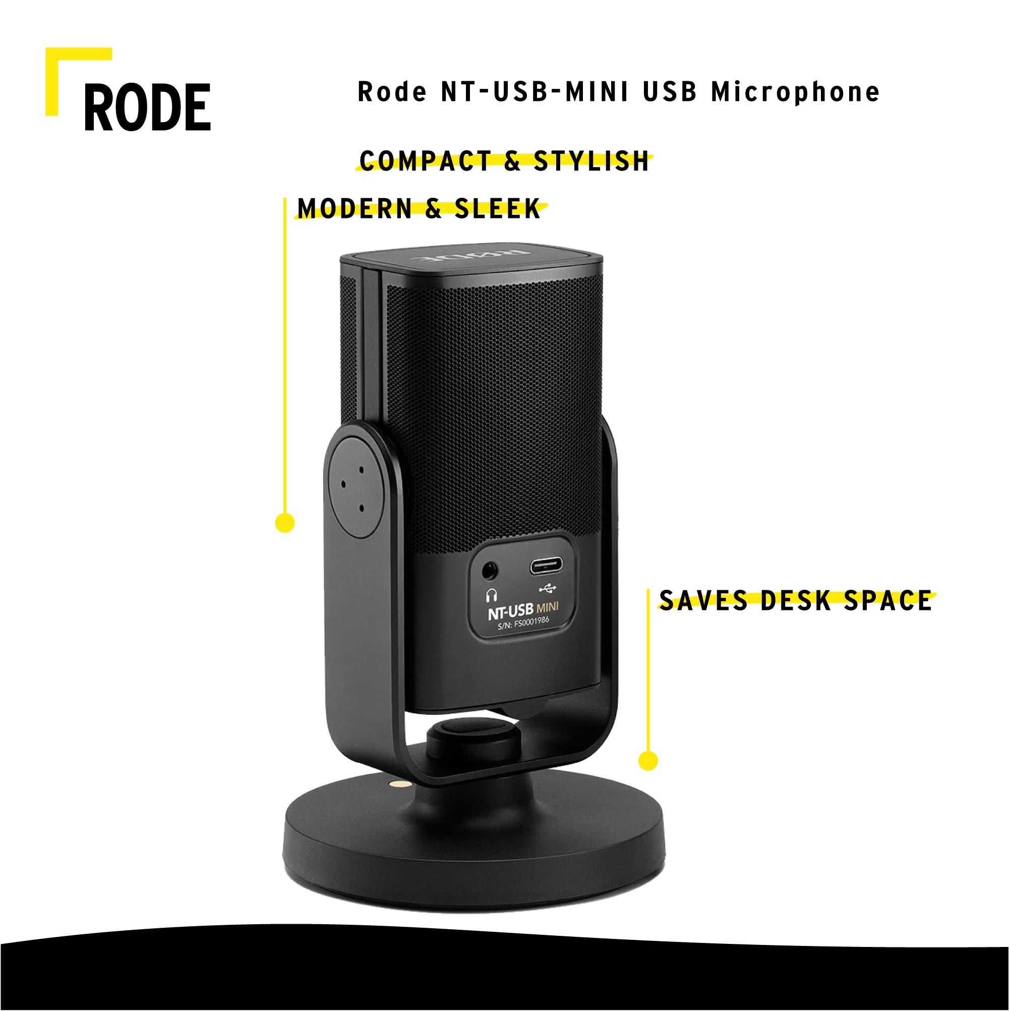 Rode NT-USB-Mini USB Microphone Bundle with Knox Gear Studio Headphones and 4-Port USB 3.0 Hub (3 Items)