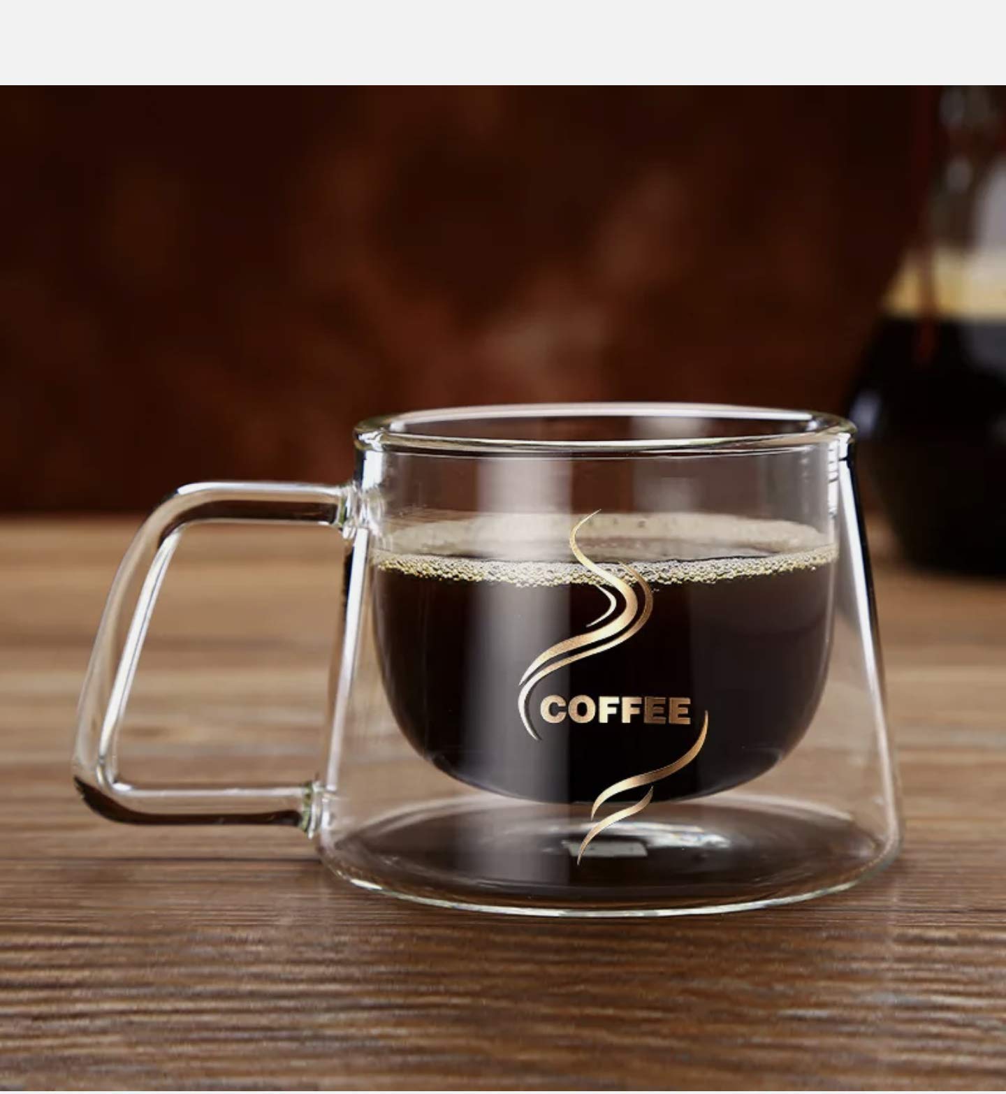 Virgin Forest Espresso Cups, Double Wall Lnsulated Glasses Cup, Clear Glass Coffee Mugs with Handle (7 oz)