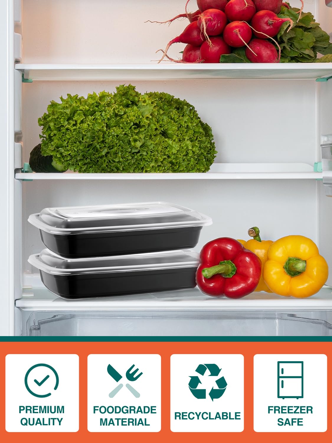 NEEBAKE 40 Sets 38oz Meal Prep Container - Reusable Plastic Food Storage Containers with Lids, Fits Microwave, Freezer and Dishwasher Safe