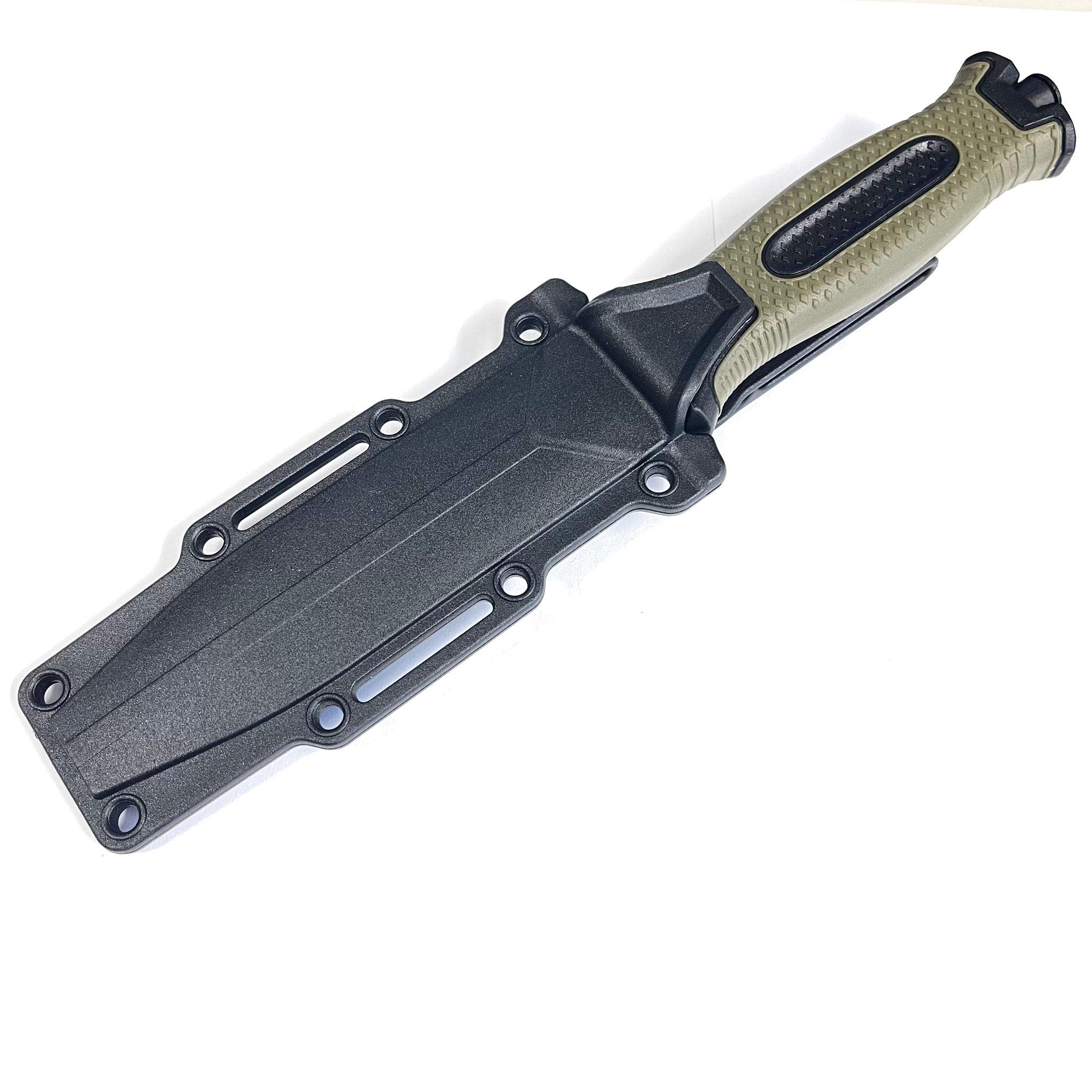 S-TEC Fixed Blade Hunting Knife Rambo I 4.75" Stainless Steel Blade I Rubber Handle I w/Plastic Sheath I Hunting I Camping I Outdoor I (Black Blade)